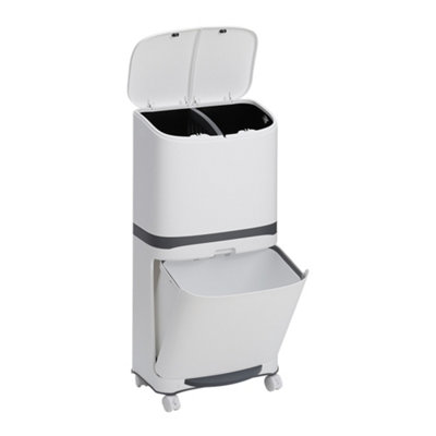 48 L White Home Kitchen Rubbish Dustbin Recycling Bin Double Layer ...