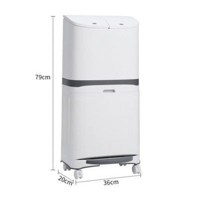 48 L White Home Kitchen Rubbish Dustbin Recycling Bin Double Layer ...