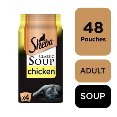 48 x 40g Sheba Classics Soup Wet Cat Food Pouches with Chicken Fillets ...