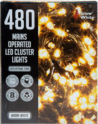480 LED 6. 2M Christmas Cluster Lights, Warm White