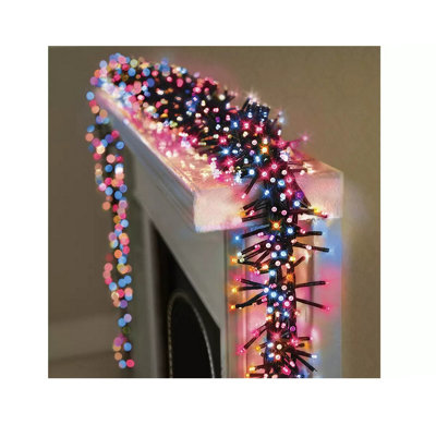 480 LED Christmas Cluster Lights Rainbow Multi Action Timer Lights 6.2M