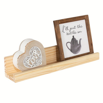 48cm Picture and Display Shelf Kit - Solid Pine Wood, Natural Sanded ...