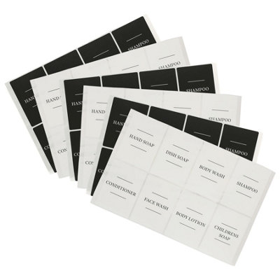 48pc Soap Dispenser Labels Set - White/Black - Pack of 3 at B&Q