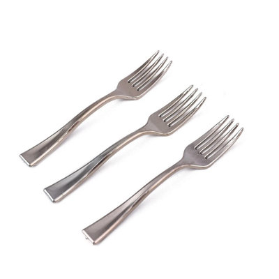48PCS Silver Mini Dessert Forks Kitchen Accessories