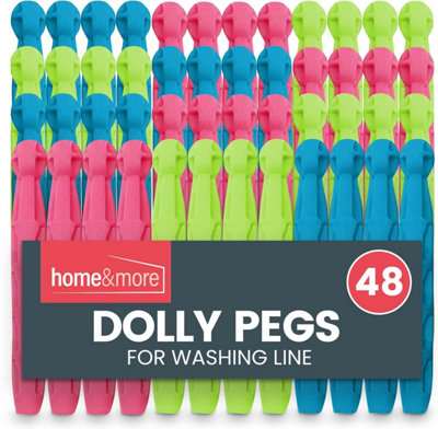 48pk Dolly Pegs for Washing Line Heavy Duty Plastic Clips Extra Strong ...