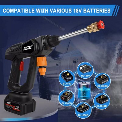 48V 1500W Portable Cordless Car High Pressure Washer with 2x batteries ...