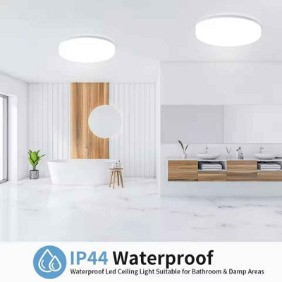 48W Round LED Ceiling Light 30CM Cold White for Living Room Bedroom Kitchen