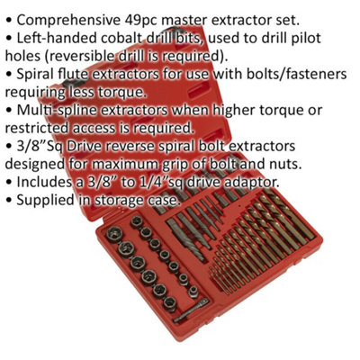 49 Piece Master Extractor Set - Screw Bolt & Nut Extraction - Storage Case