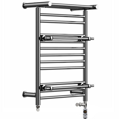 490mm Wide Dual Fuel Chrome Heated Towel Rail Radiator OSLO Bathroom ...