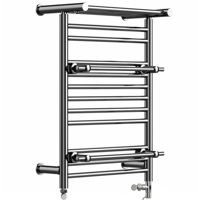 490mm Wide Dual Fuel Chrome Heated Towel Rail Radiator OSLO Bathroom ...