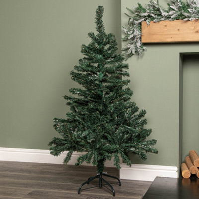 4ft (1.2m) Green Artificial Christmas Tree with Green Metal Stand and ...