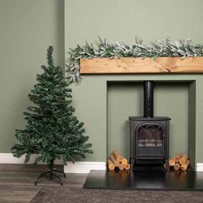 4ft (1.2m) Green Artificial Christmas Tree with Green Metal Stand and ...