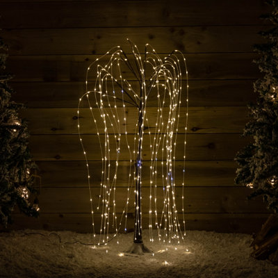 4ft (1.2m) Light up Brown Flocked Christmas Willow Tree with 450 Static ...