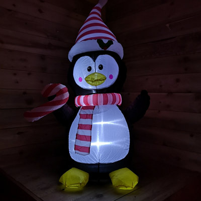 4ft (120cm) LED Christmas Inflatables Outdoor Penguin W/ Candy Cane ...