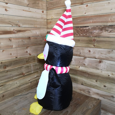 4ft (120cm) LED Christmas Inflatables Outdoor Penguin With Candy Cane ...