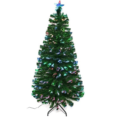 4FT Green Artificial Fibre Optic Christmas Tree - Xmas Tree with Color ...