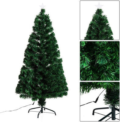 4FT Green Artificial Fibre Optic Christmas Tree - Xmas Tree with Color ...