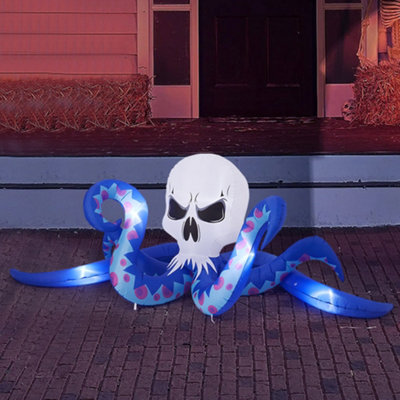 4Ft Halloween Skull Head Octopus Inflatable with Build-In LED
