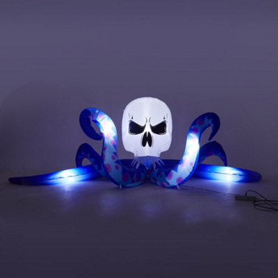 4Ft Halloween Skull Head Octopus Inflatable with Build-In LED