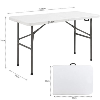 4ft Heavy Duty Plastic Folding Camping Table with Carry Handle
