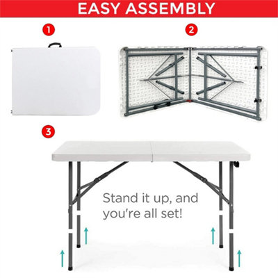 4ft Heavy Duty Plastic Folding Camping Table with Carry Handle