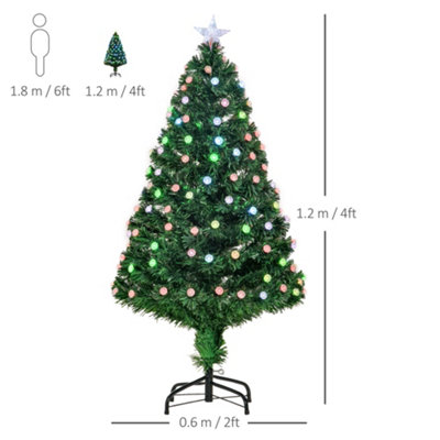 4FT Pre-Lit Artificial Christmas Tree w/ Fibre Optic Led Light Xmas ...