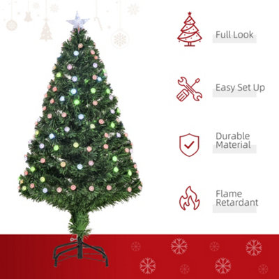 4FT Pre-Lit Artificial Christmas Tree w/ Fibre Optic Led Light Xmas ...