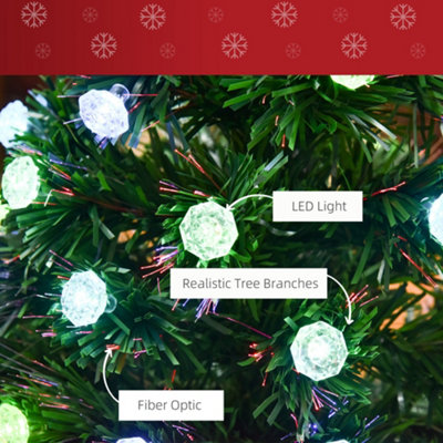 4FT Pre-Lit Artificial Christmas Tree w/ Fibre Optic Led Light Xmas ...
