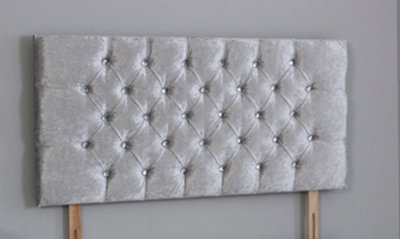 4FT Small Double 20inch Silver Crush Velvet Chesterfield headboard