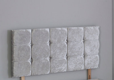 4FT Small Double 20inch Silver Crush Velvet Cube headboard