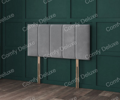 4ft Small Double Dark Grey Soft Teddy Fabric 5 Panel 20inch Headboard