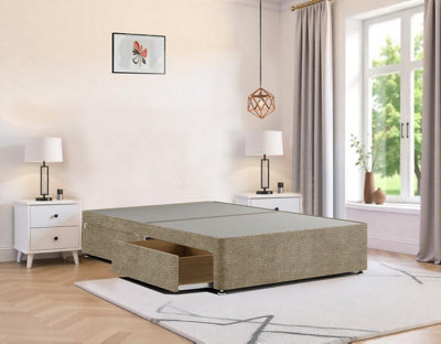 4FT Small Double Naples Sand Divan Bed Frame With 2 Storage Drawers