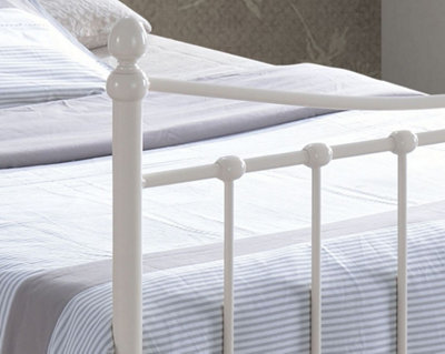 4ft Small Double Traditional Victorian Style Ivory White Tubular Steel ...