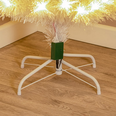 4ft White Fibre Optic Christmas Tree with Feathery Warm White Fibre ...