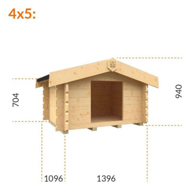 4ft x 5ft (1069mm x 1396mm) Horsforth Deluxe Dog Log Cabin 28mm