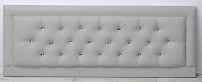 4ft6 20inch Silver Leather Miami Chesterfield With Crystal Button