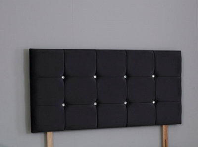 4FT6 Double 26inch Black Plush Cube Headboard