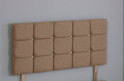 4FT6 Double 26inch Brown Linen Cube headboard | DIY at B&Q