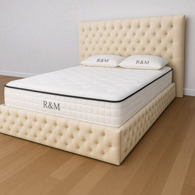 4ft6 Double Bed Frame - Chesterfield Upholstered Winged Bed Frame ...