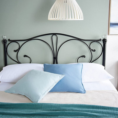 Black metal headboard queen store