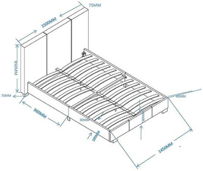 4ft6 Faux Leather Sprung Slatted Base Bed Frame in Black