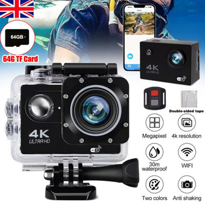4K Ultra HD 20MP Action Camera with Waterproof Case, WiFi & Remote