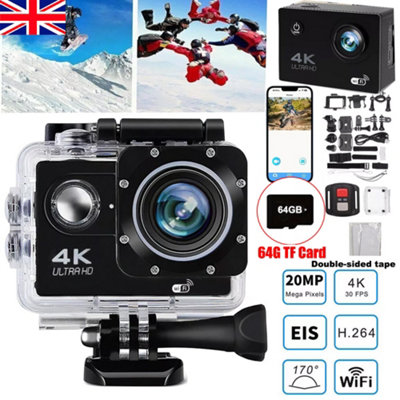 4K Ultra HD 20MP Action Camera with Waterproof Case, WiFi & Remote