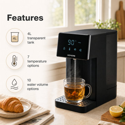 4L Countertop Instant Hot Water Dispenser with Filter,Black