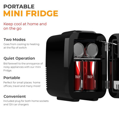 4L Mini Fridge Portable Cooler and Warmer Ice Box Table Top Bedroom ...