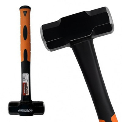 4Lb Sledge Hammer Short Handle Comfort Grip Fibreglass Rubber Shaft Diy ...