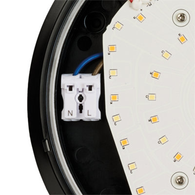 4lite Pylus Outdoor Round Eyelid Wall Light (Black) 660lm Bulkhead IP54 ...