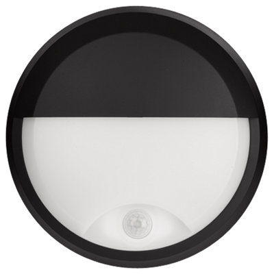 4lite Pylus Outdoor Round Wall Light (Black) 660lm Motion Sensor ...