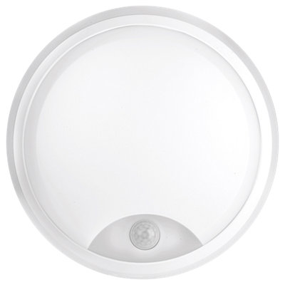 4lite Pylus Outdoor Round Wall Light (White) 1100lm Motion Sensor ...