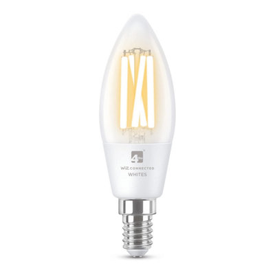 4lite Smart Wiz Connected LED Bulb Candle Clear Filament C37 E14 Screw Fitting WiFi/Bluetooth ...